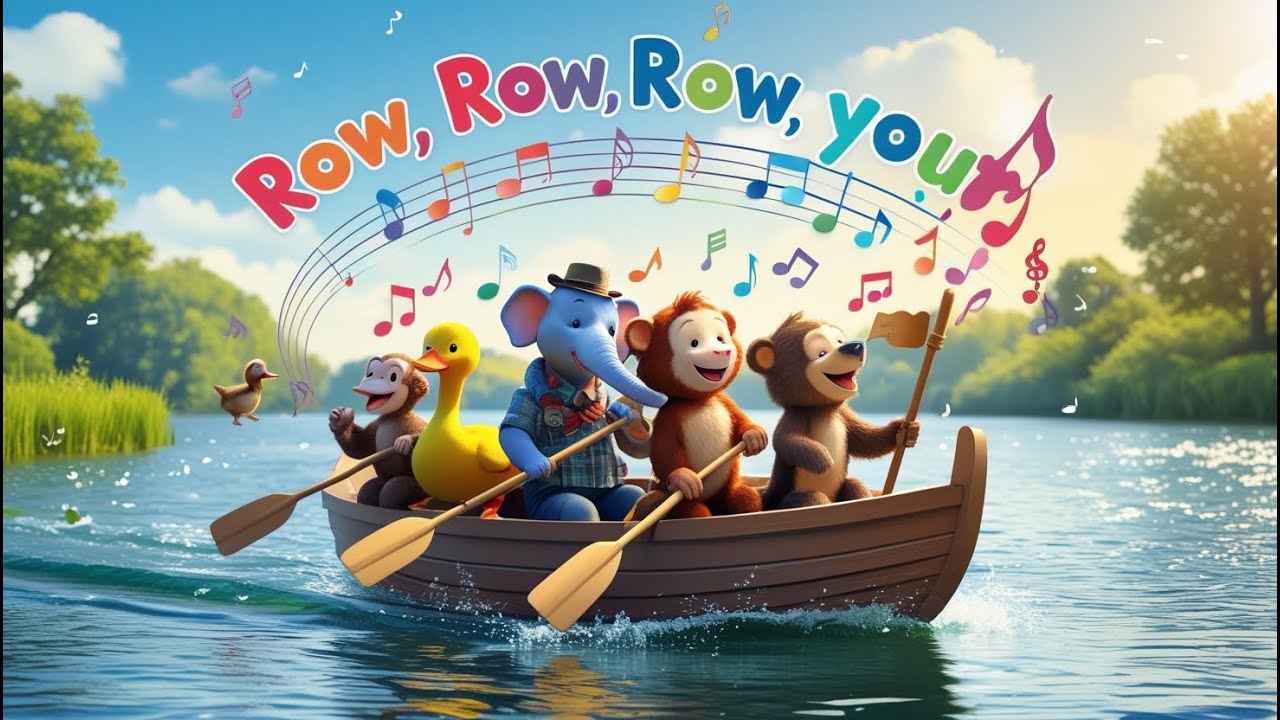 Row, Row, Row Your Boat - Fun Sing-Along & Rhythm | Nursery Rhyme for ...