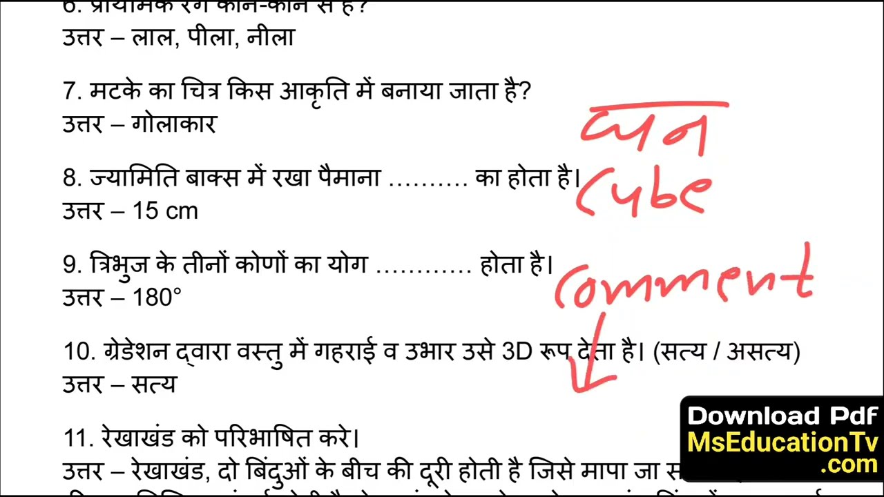 HBSE 6th Drawing Paper 2024 Half Yearly | Haryana Board Class 6 Drawing ...