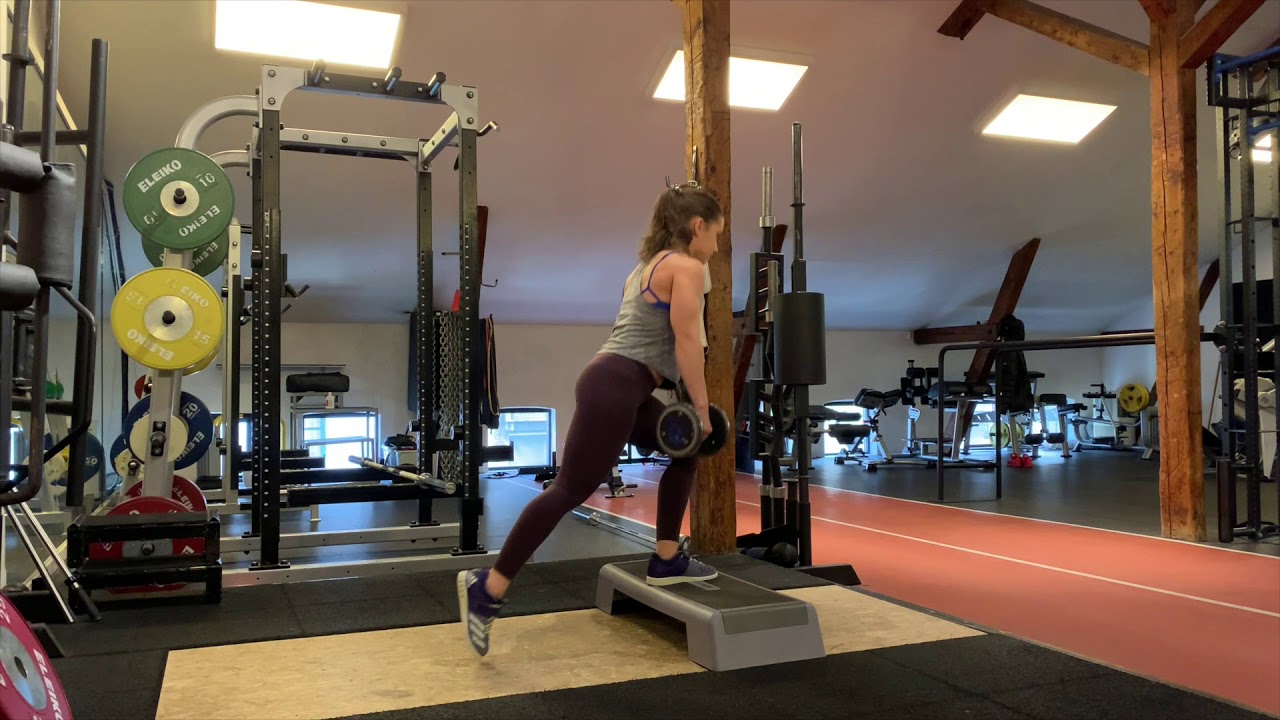 Utfall bakover fra boks, hantler - YouTube