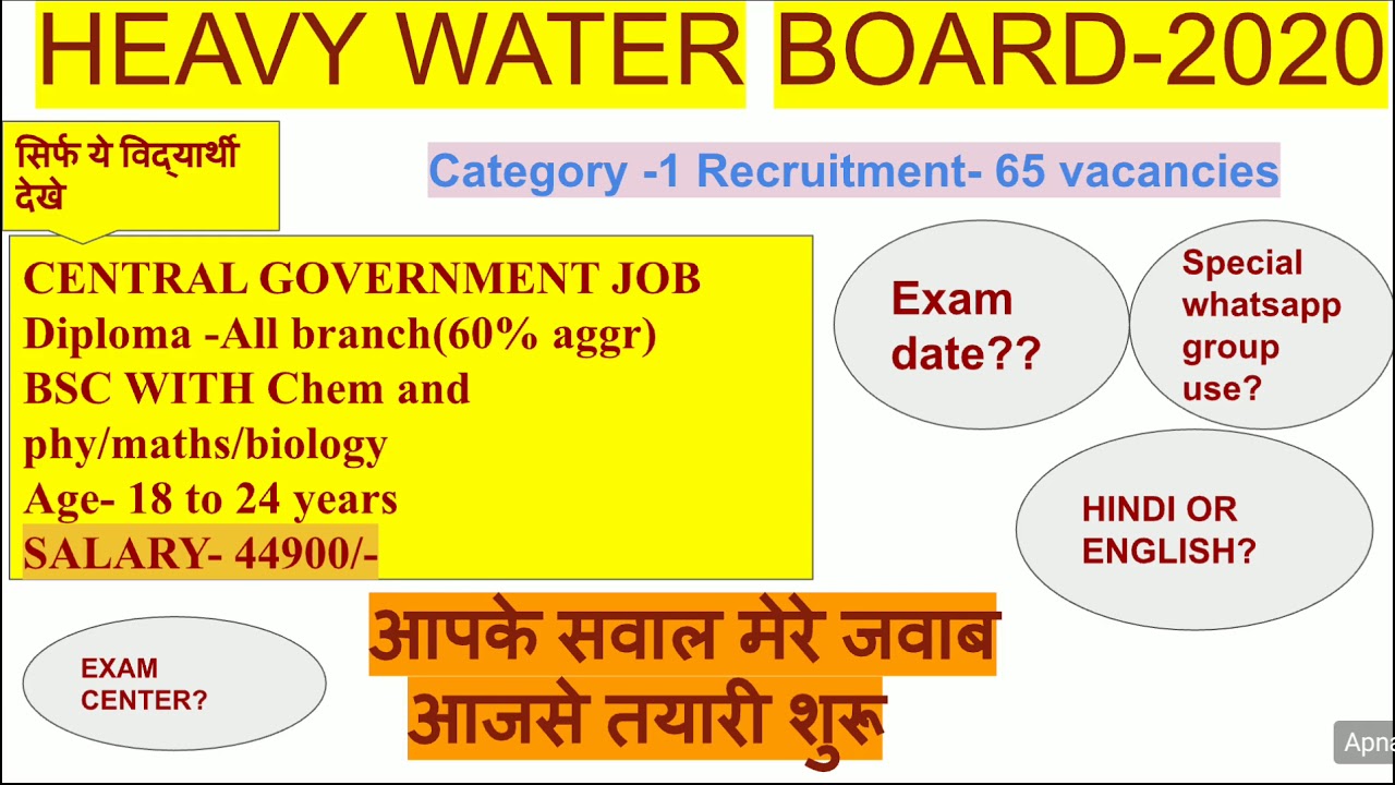 HWB-(2020) (HEAVY WATER BOARD)||CENTRAL GOVERNMENT JOB||DIPLOMA-ALL ...