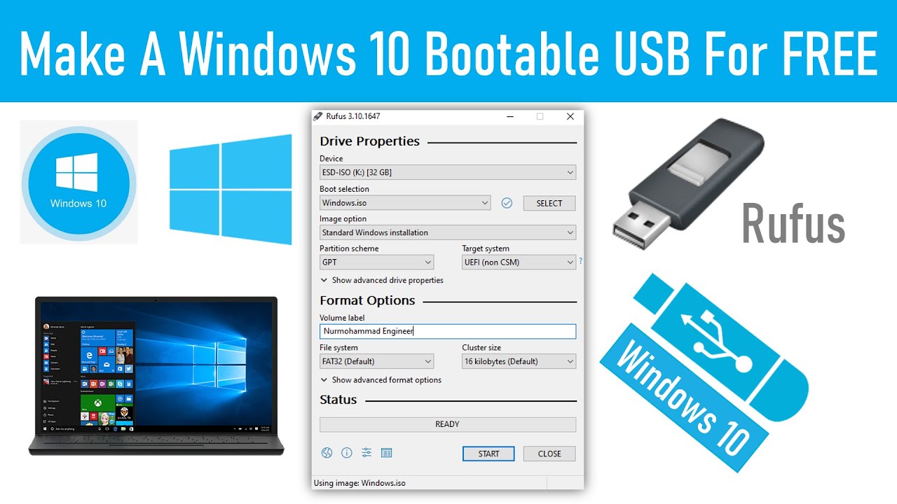 How To Make A Windows 10 Bootable USB For FREE - YouTube