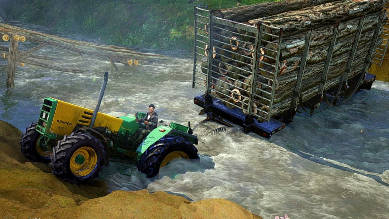 Tractor Driver Struggles Through Dangerous Roads - Spintires Mudrunner ...