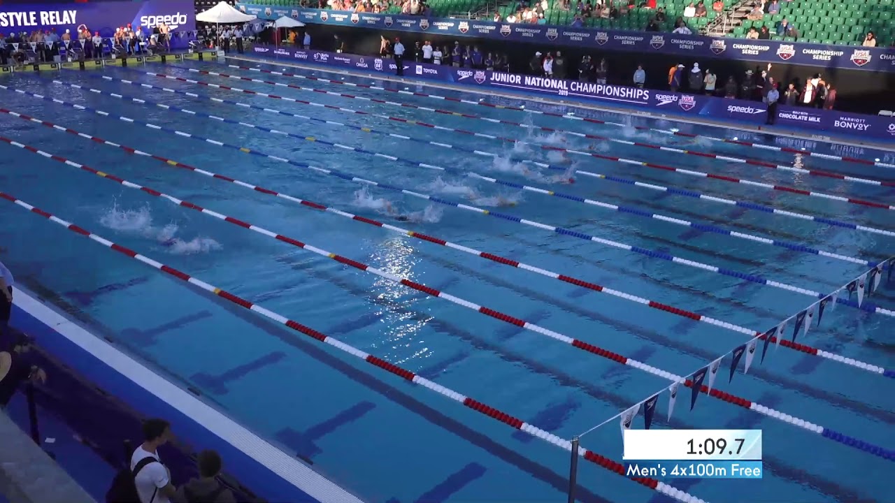 Men’s 400m Freestyle Relay Heat 4 | 2019 Speedo Junior Nationals - YouTube