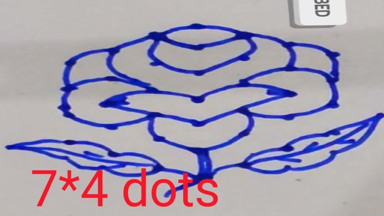 Rose Rangoli Designs 7×4 Dots| Beautiful Kolam | Very Easy Rangoli # ...