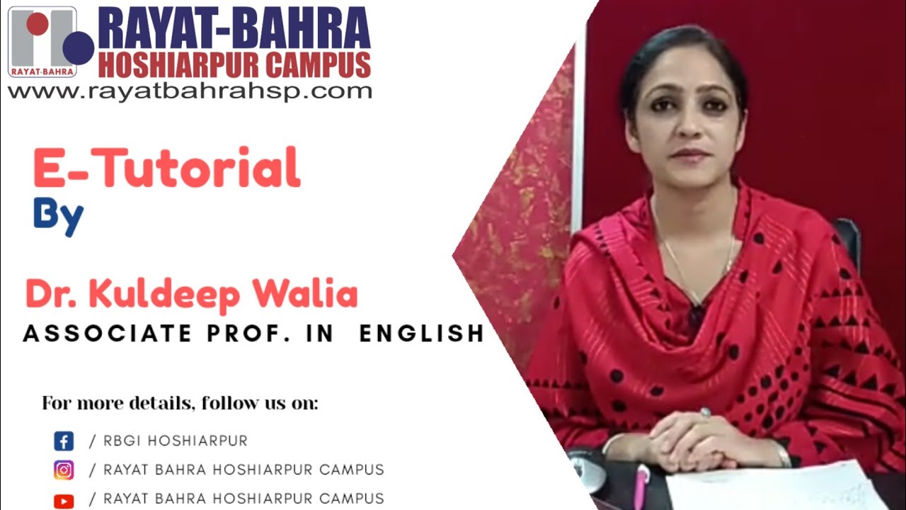 Dr. Kuldeep Walia || Associate Prof. in English || E-Tutorials ...