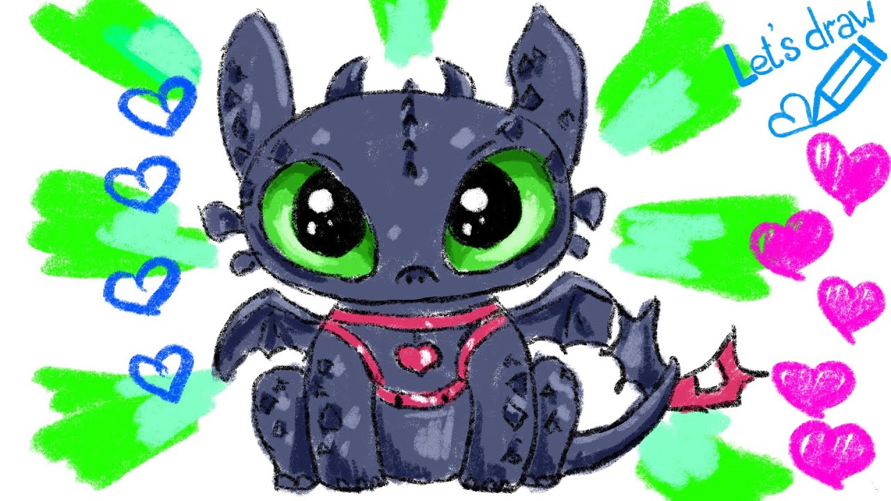 How to draw Toothless from How to Train Your Dragon - YouTube