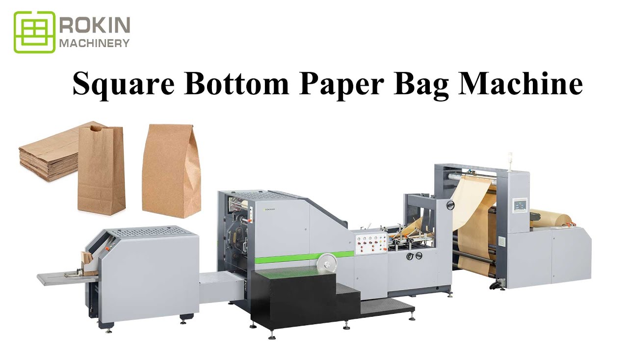 Square bottom paper bag machine - YouTube
