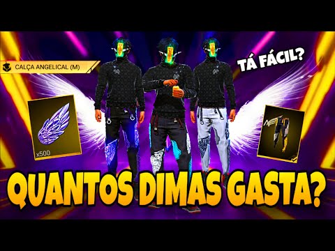 PEGANDO A CALÇA ANGELICAL AZUL, BRANCA, ROXA E AMARELA, TOKEN ROYALE FREE FIRE - NOVIDADES FREE FIRE