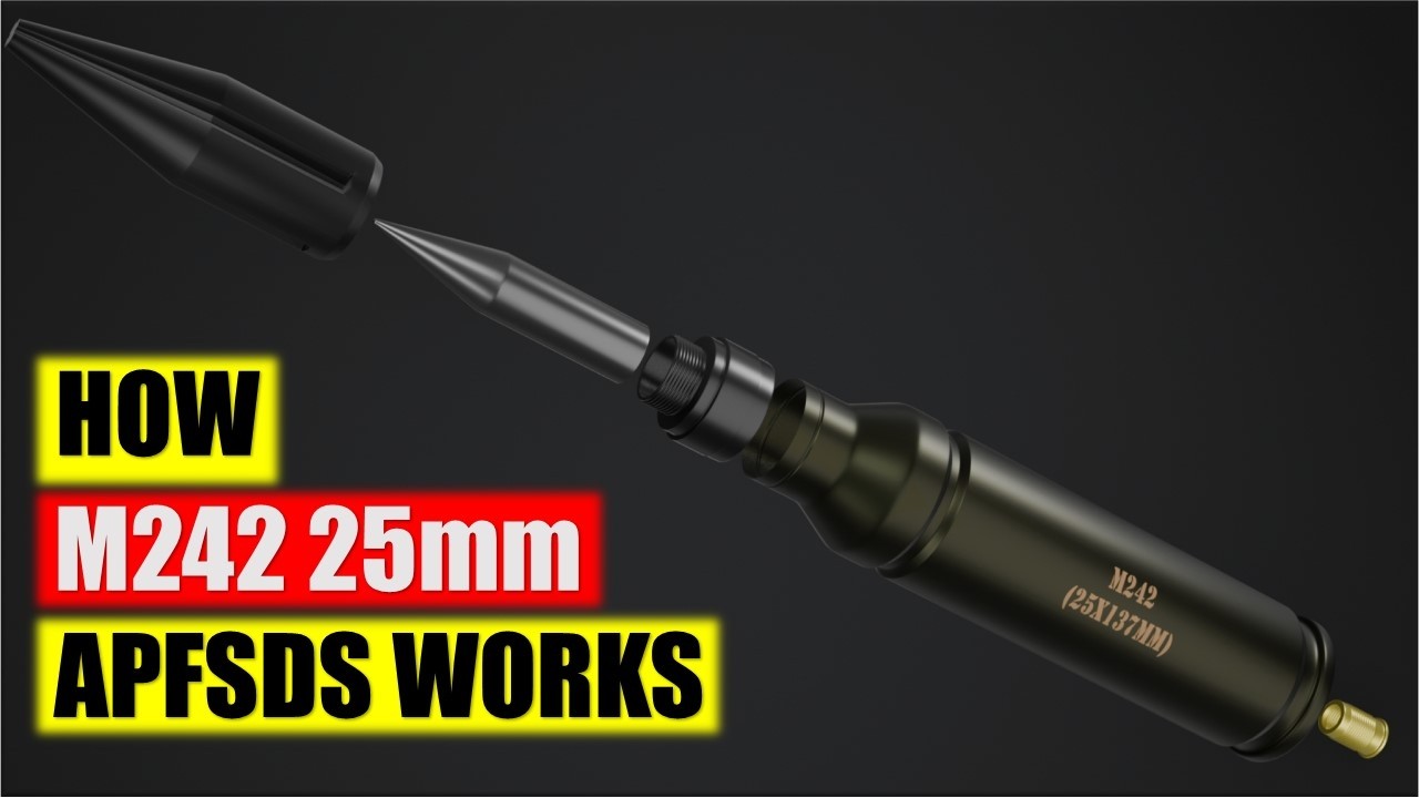 How German M242 25mm Tungsten Armour Penetrator APFSDS Works. - YouTube