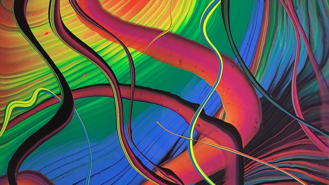 (365) ACRYLIC POURING - RING and RIBBON Pour - Randomly Chosen Colors ...