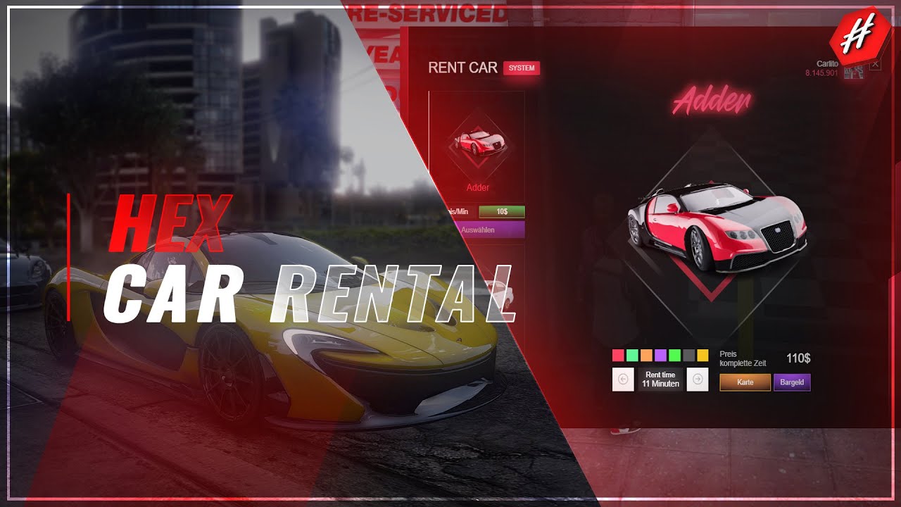 ESX QBcore HEX RENTAL FiveM Script GTA5 - YouTube
