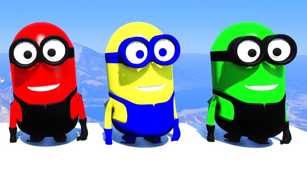 GTA 5 Epic Ragdolls RED SPIDERMAN VS RED MINION VS GREEN MINION ...
