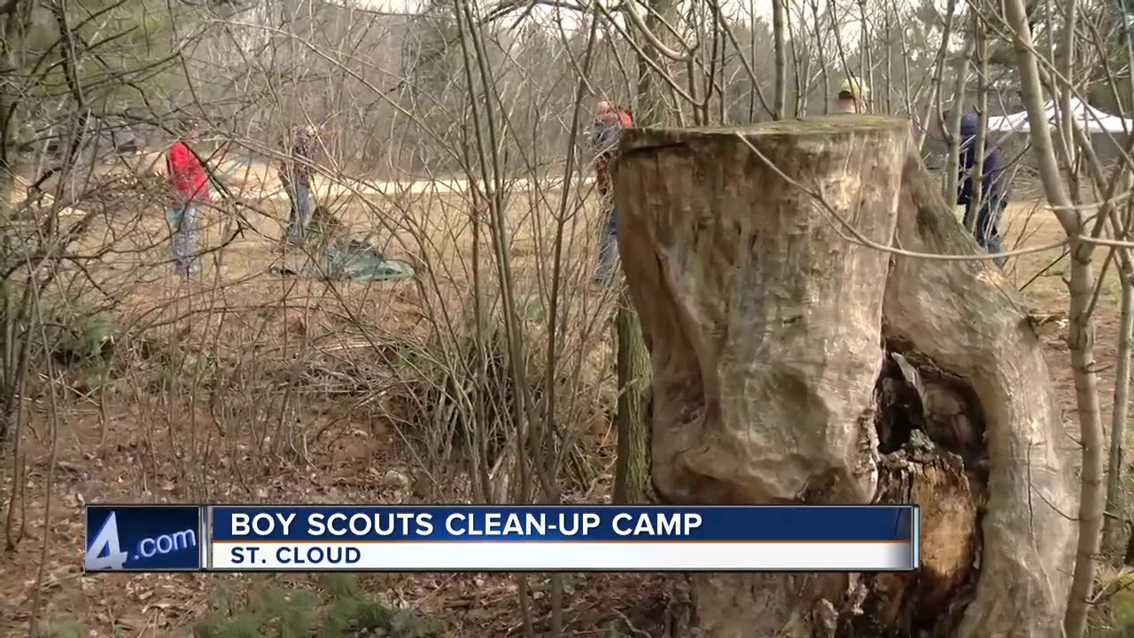 Boy Scouts spend days cleaning up Camp Long Lake - YouTube