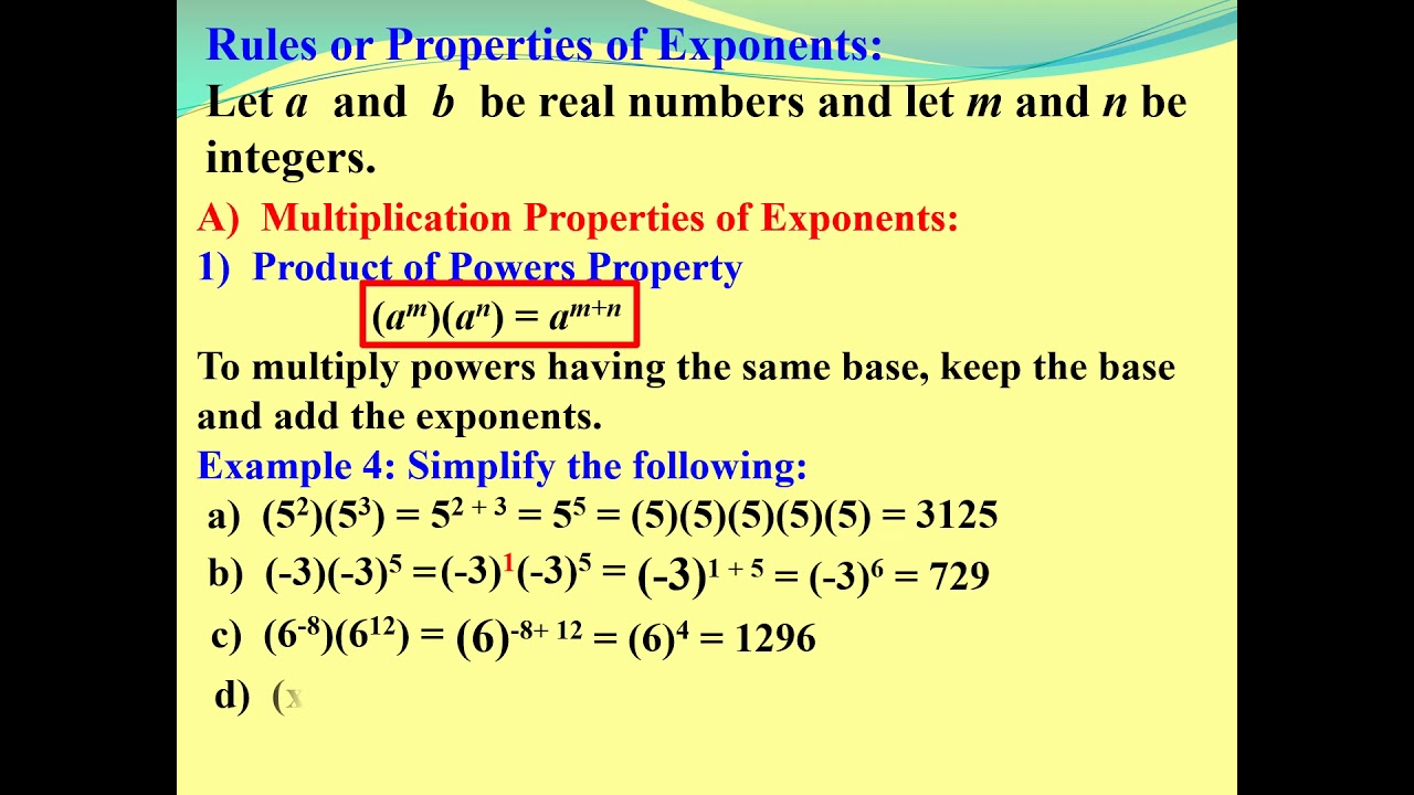 Lesson 1 2 1Properties of Exponents Part 1video - YouTube