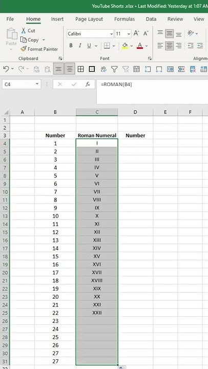 Convert Number into Roman Numeral in Excel - YouTube