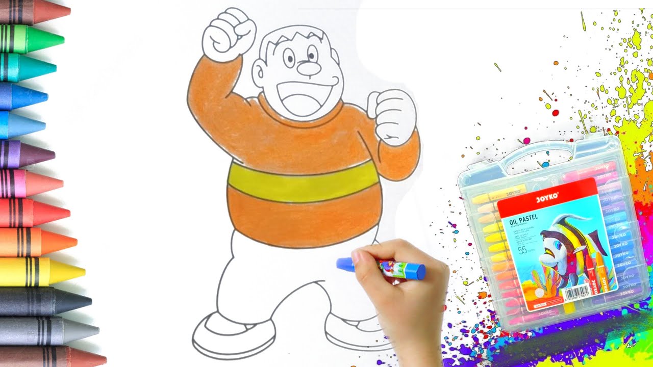 coloring giant yellow color | doraemon | drawing doraemon - YouTube