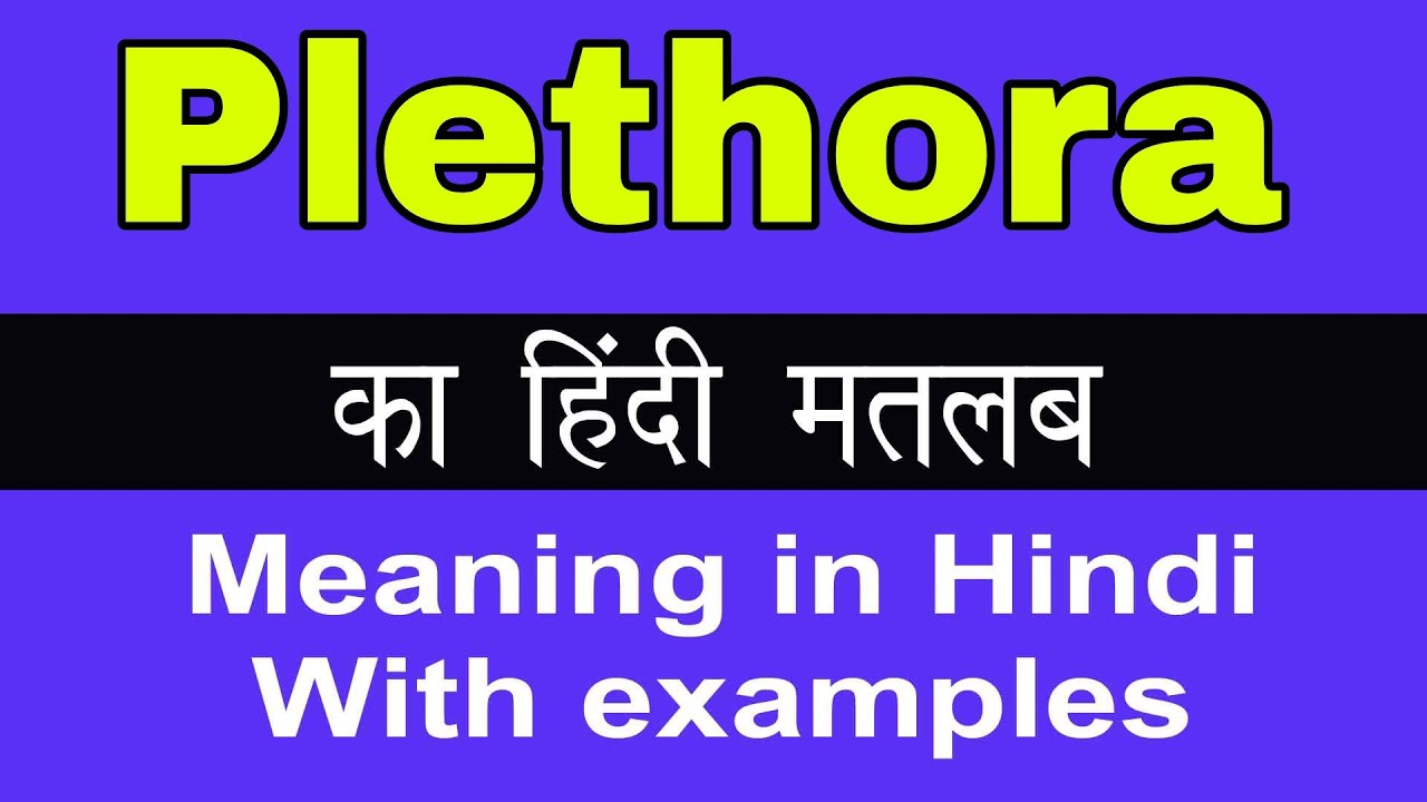 Plethora Meaning in Hindi/Plethora ka Matlab kya Hota hai - YouTube