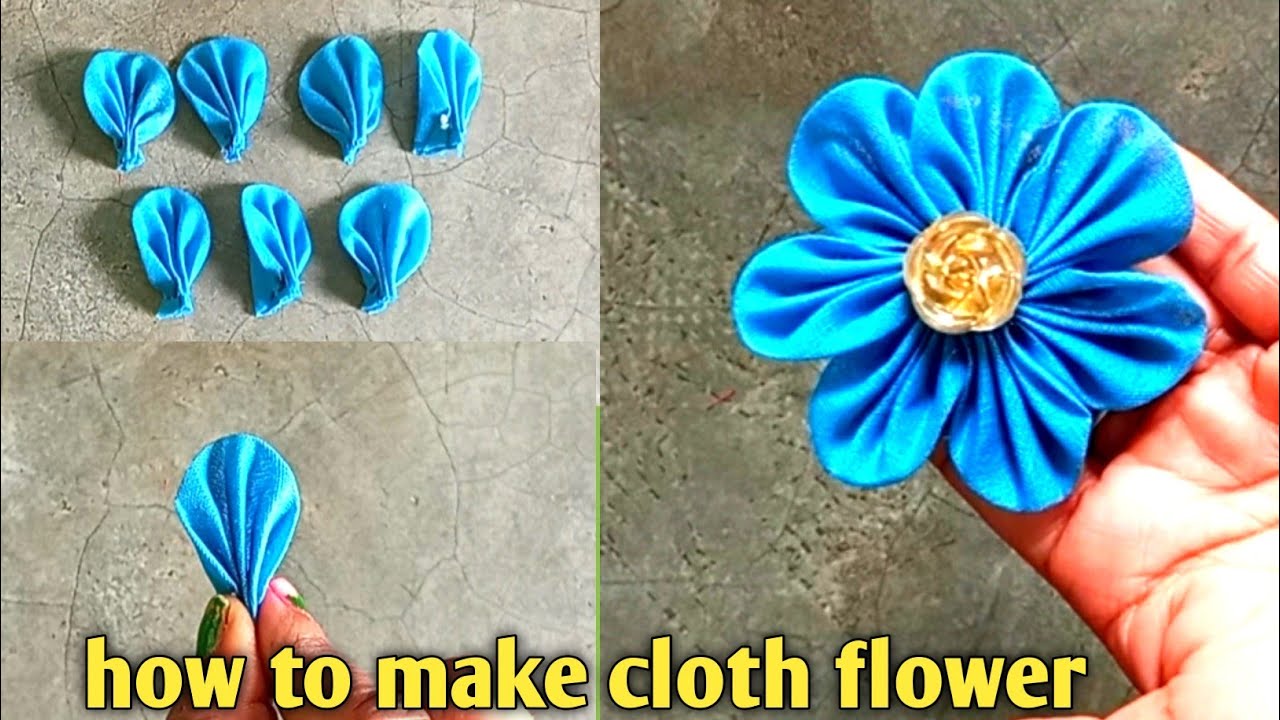 New design fabric flower making in 3 minute/How to make cloth flower ...