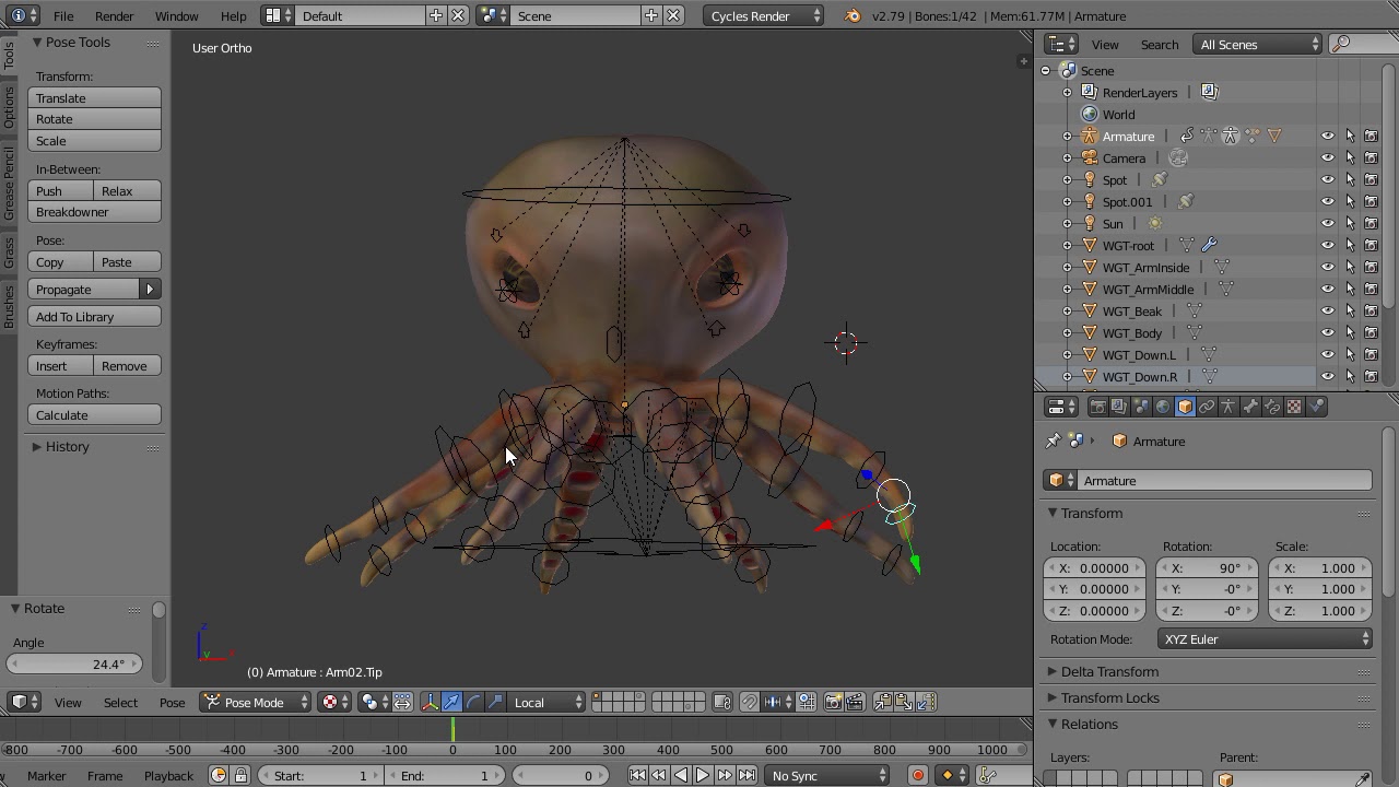 Octopus done in Blender 2.79 Blender - YouTube