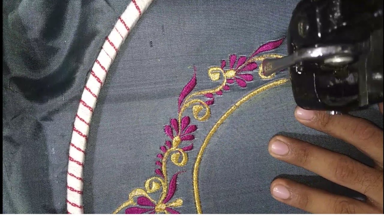 simple embroidery Blouse neck design making by manual embroidery ...