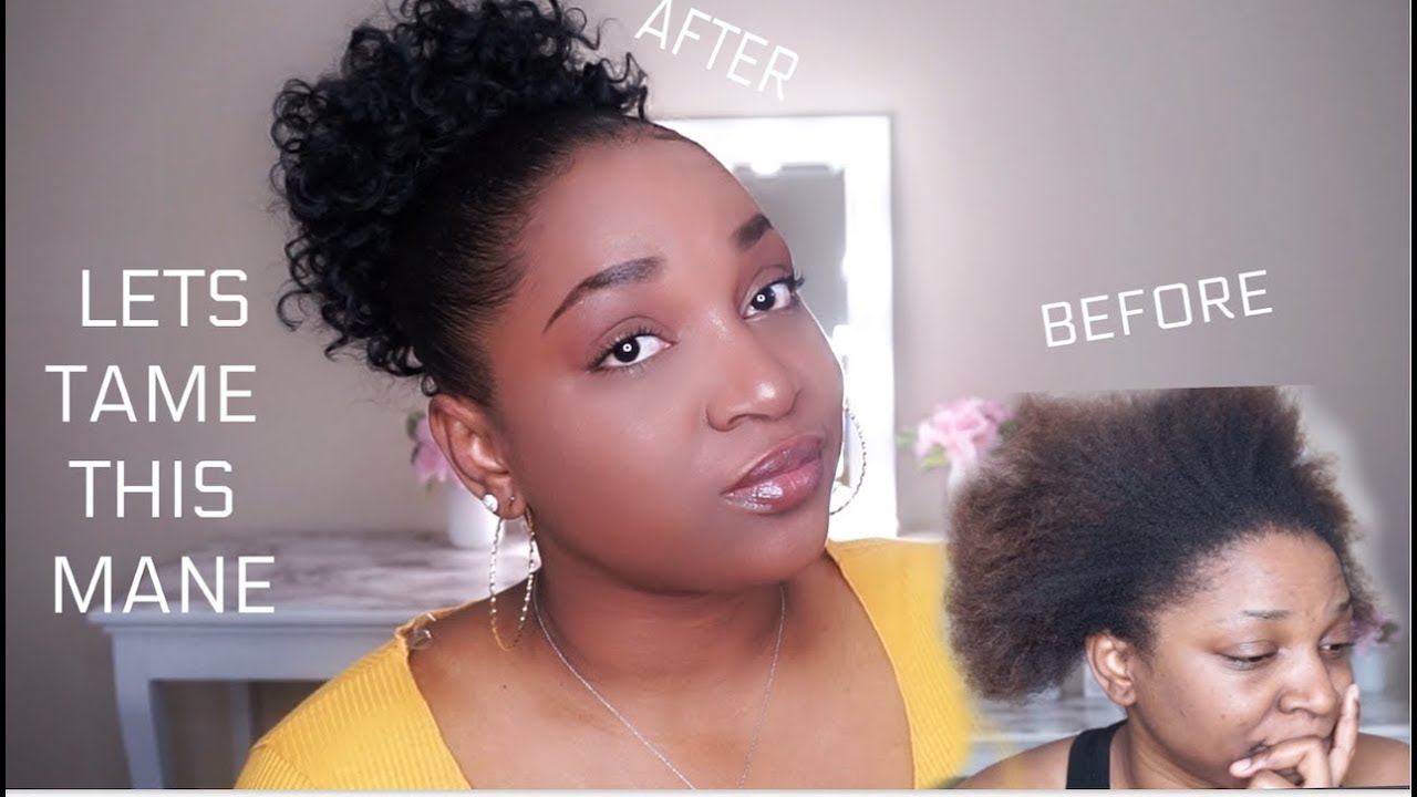 4 MINUTE SLICK CURLY HIGH BUN ON NATURAL HAIR - YouTube
