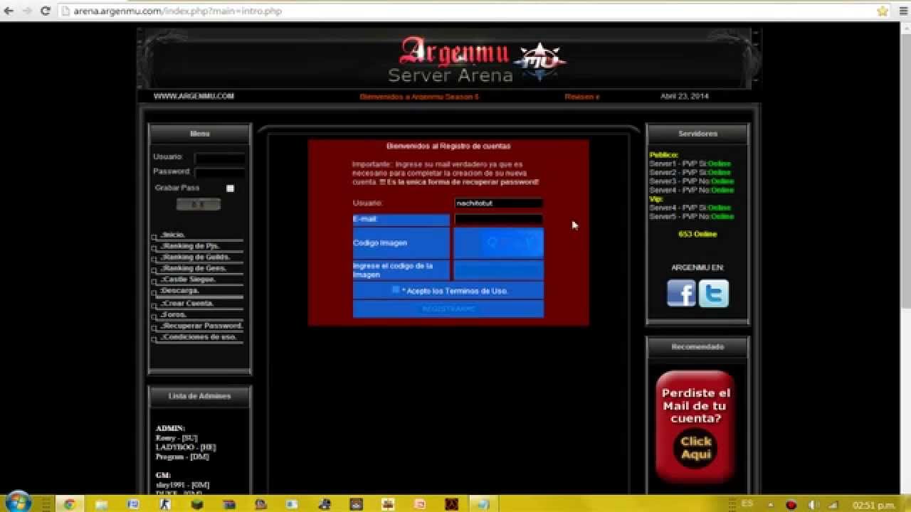 Como crear una cuenta en argenmu s6 - YouTube