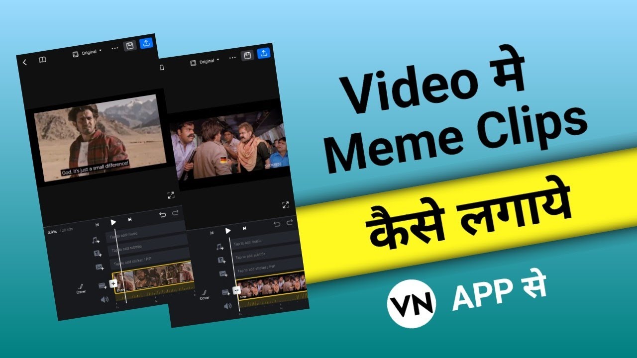 How To Add Meme Clips In Video by VN App || Video ke बीच में Meme Clip ...