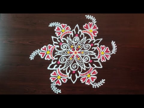 Daily kolam designs 5×3⚡🎊/Monday rangoli/New easy & simple rangoli ...
