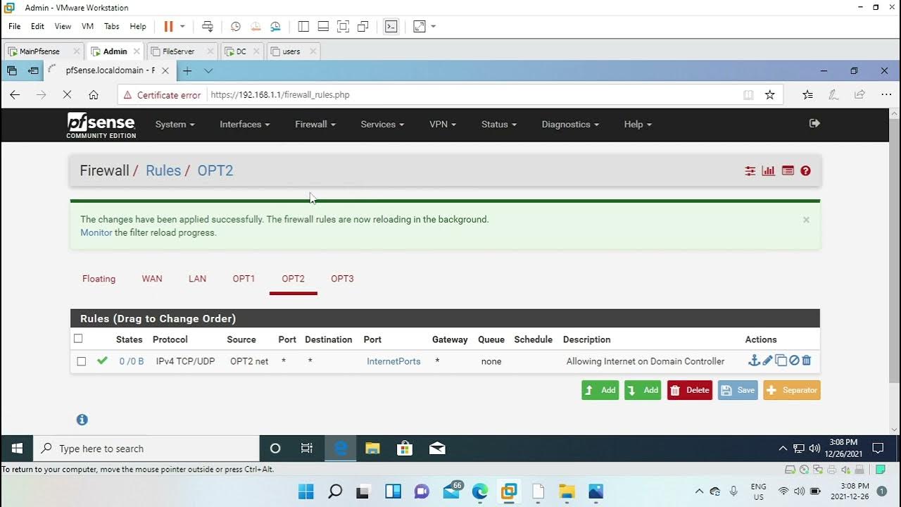 How to create a firewall rule in a pfsense to allow internet - YouTube