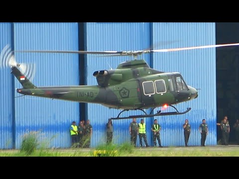 Meliihat Helikopter Bell 412 TNI AD Take Off Dan Landing Di Bandara ...