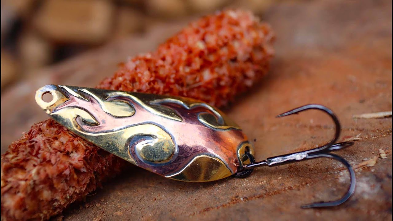 Making Copper-Fire spoon lure for fishing - YouTube