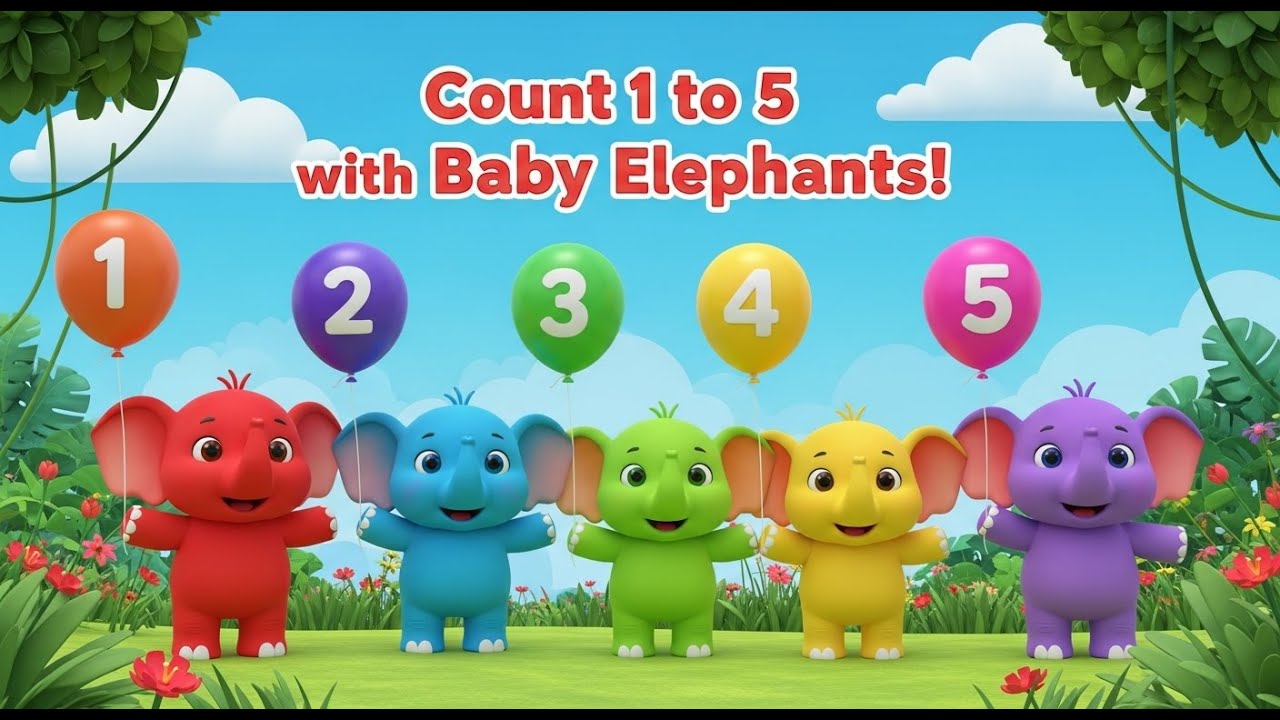 Count 1 to 5 with Cute Baby Elephants | Fun Nursery Rhyme for Kids ...