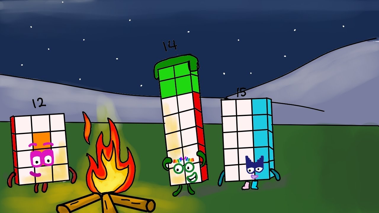 Numberblocks 12,14,15 Camping Together Bonfire || Numberblock Coloring ...