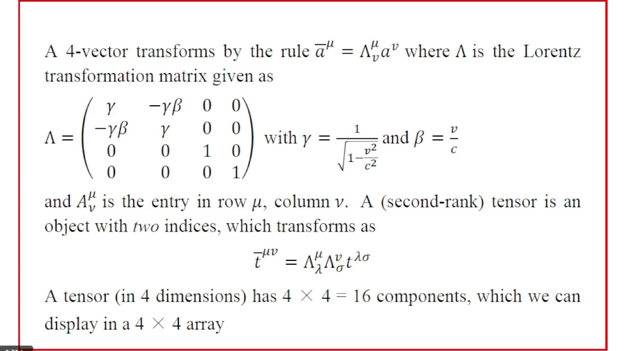 Lesson 4 The Field Tensor - YouTube