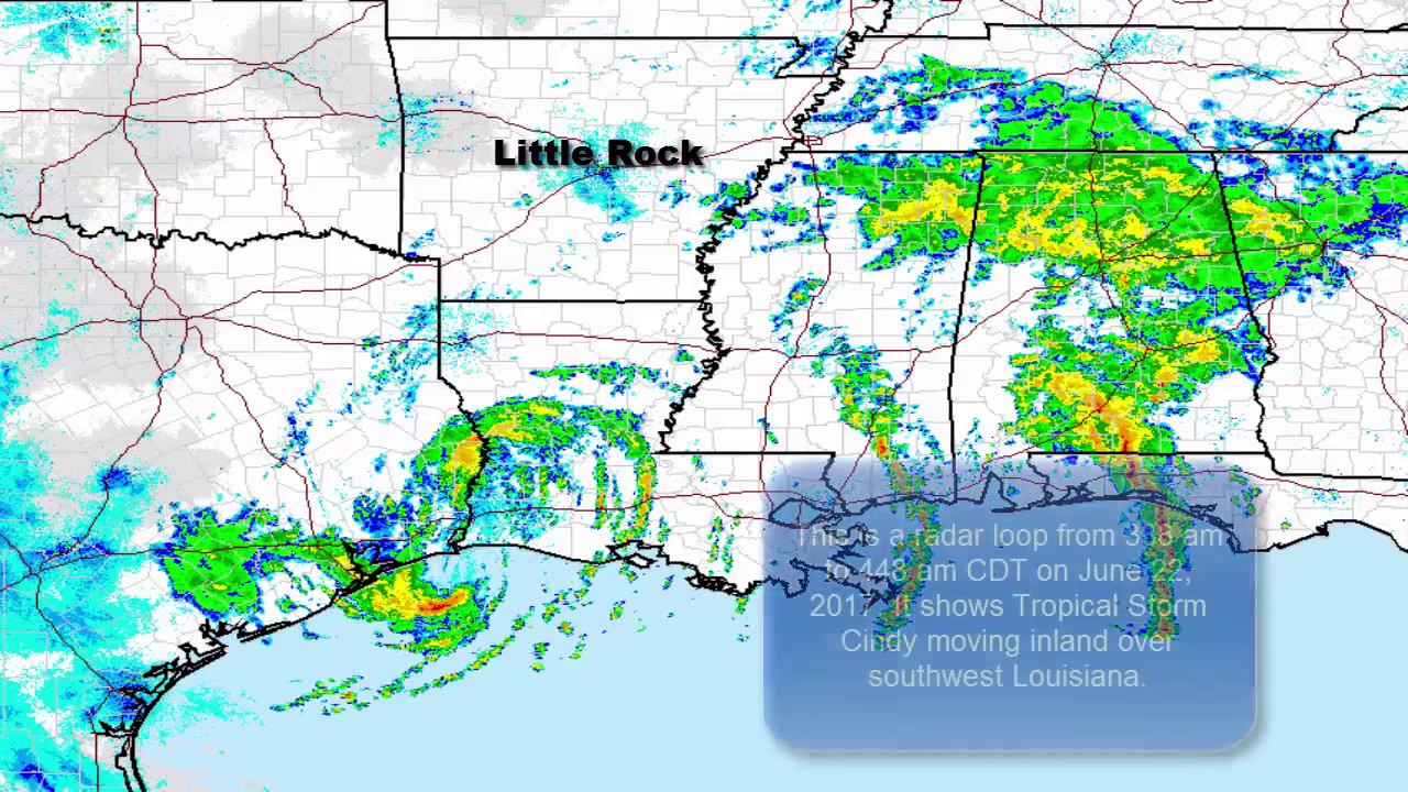Radar Loop of Tropical Storm Cindy (June 22, 2017) - YouTube