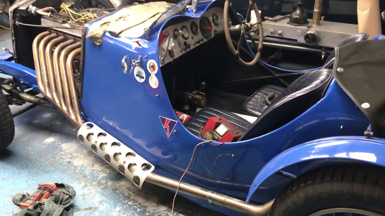 Riley race engine first start up following rebuild - YouTube