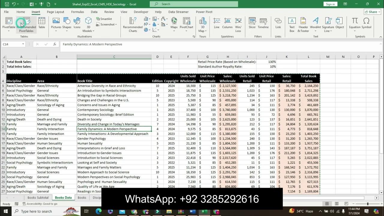 Exp22_Excel_Ch05_HOE - Sociology 1.1 | Excel Chapter 5 Hands-On Exercise - Sociology | 100% ...