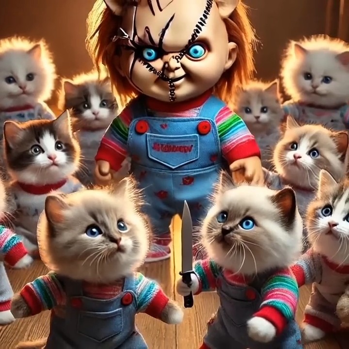 Chucky visits kitten in the middle of the night #cat#youtubeshorts ...