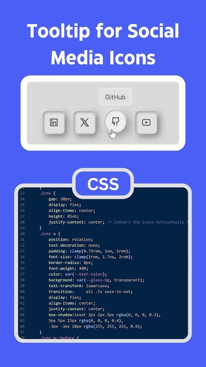 Tooltip Hover Transition Effect for Social Media Icons - HTML CSS Tutorial #shorts #css - YouTube