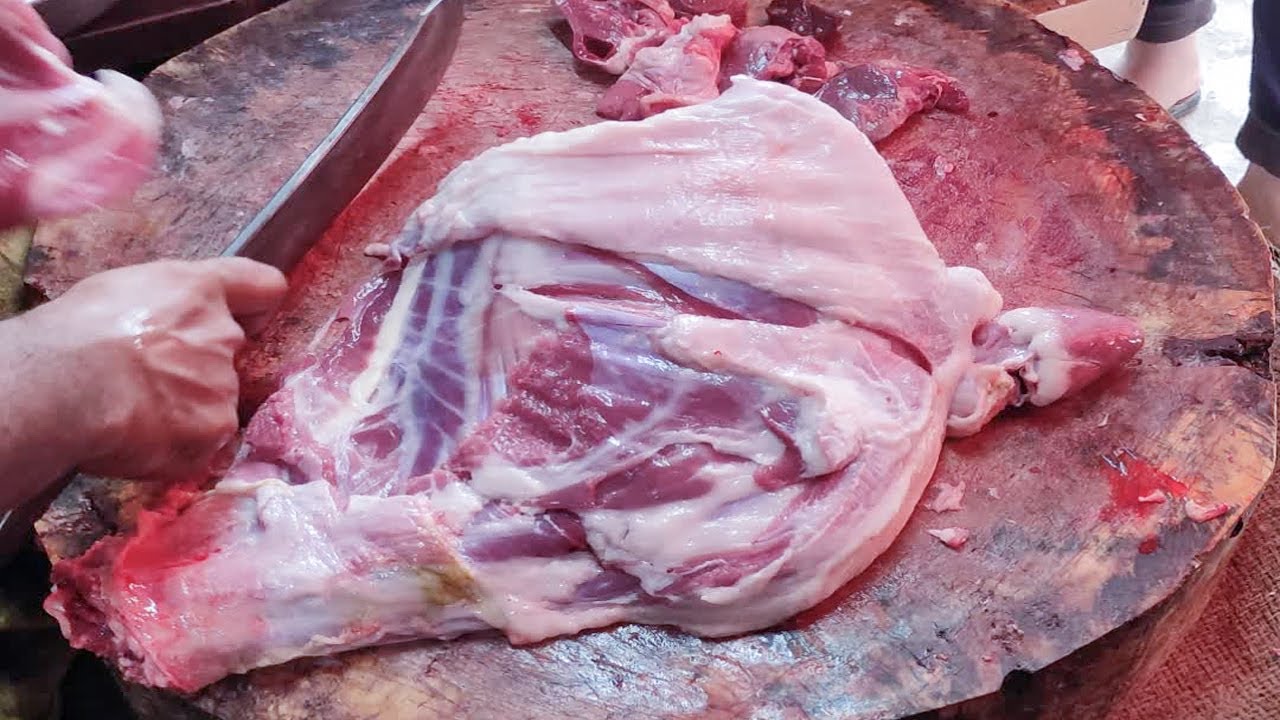 Amazing Pomfret Big Goats Leg Cutting Skills || Goats Meat Cutting Live ...