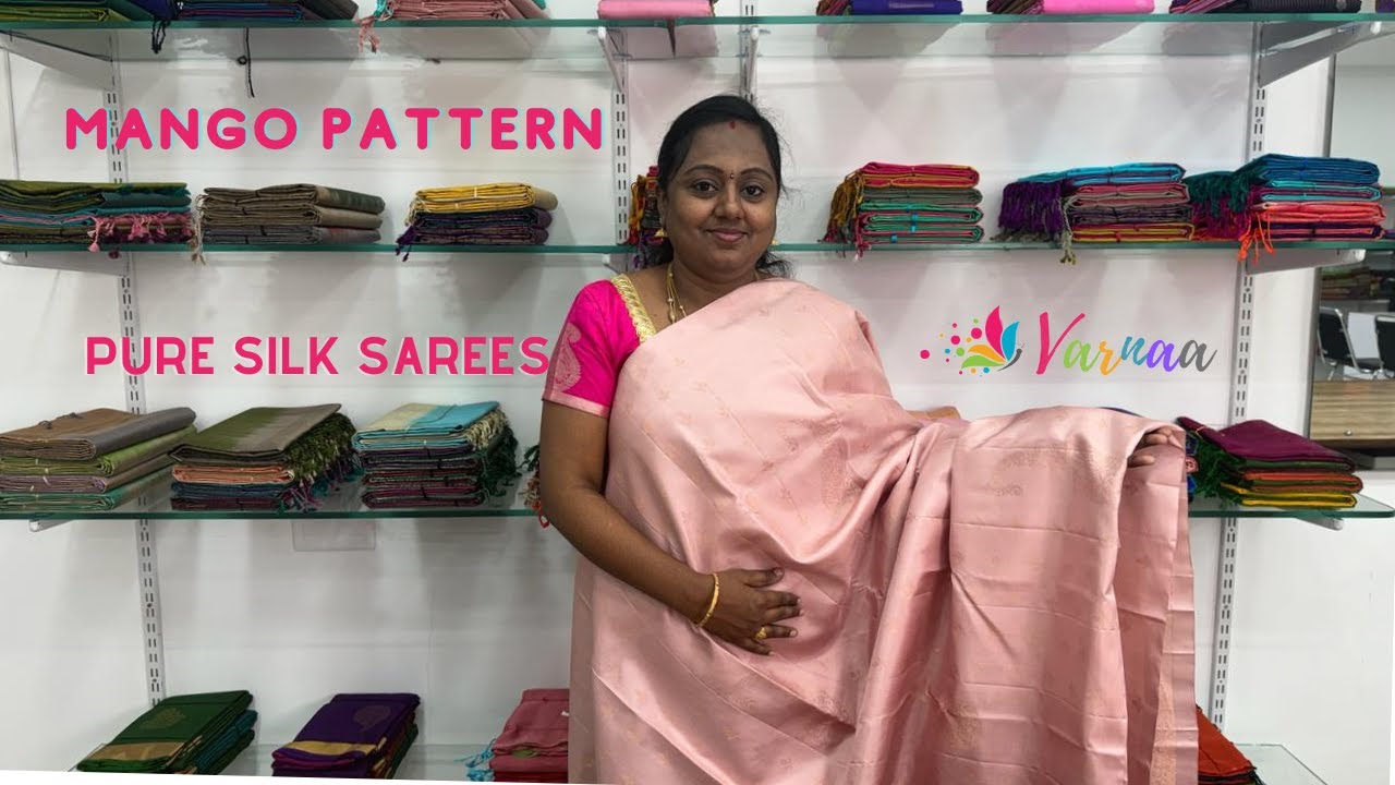 Mangoo pattern light weight pure silk sarees from varnaa - Varnaa Soft ...