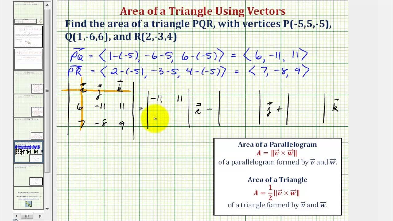 Ex: Find the Area of a Triangle Using Vectors - 3D - YouTube