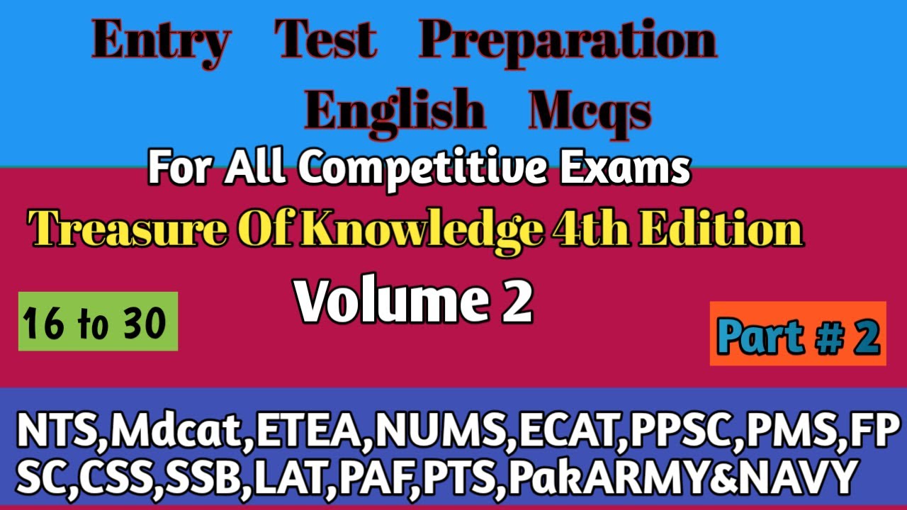 English Mcqs For All Entry Test NTS,MDCAT,ETEA,NUMS, ECAT,PPSC,PMS,FPSC ...