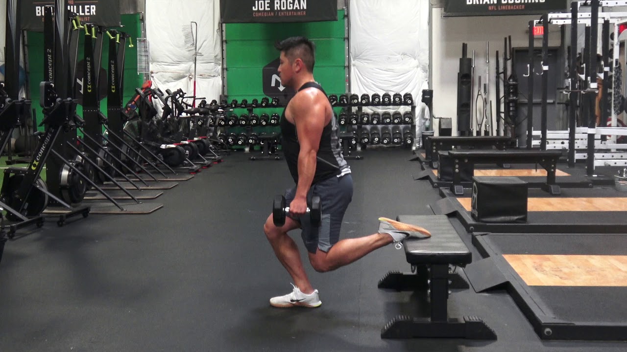 Dumbbell Rear Foot Elevated Split Squat - YouTube