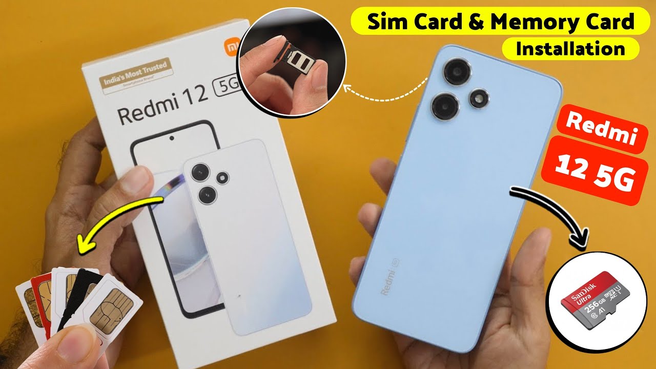 How to insert sim card & memory card on redmi 12 5g || sim installation ...