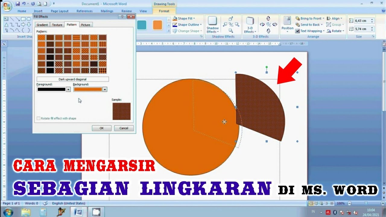 Cara Memberi Arsir sebagian Lingkaran di MS Word - YouTube