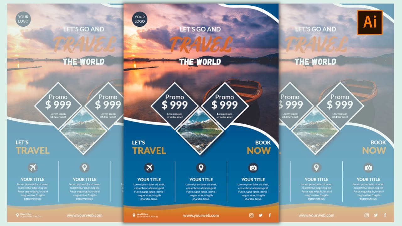 Travel Poster Design Ideas | Poster of Travel Agency | Illustrator ...