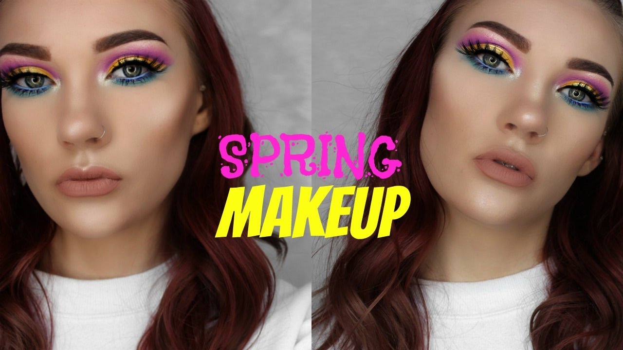 Colorful SPRING Makeup Tutorial | Cut Crease Halo Eye - YouTube