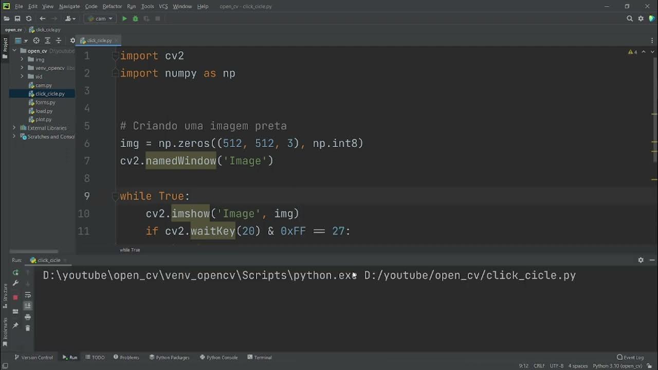 253 - Desenhando um círculo com duplo click do mouse OpenCV Python - YouTube
