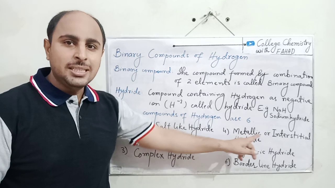 Binary compounds of Hydrogen or binary hydrides# class 12 - YouTube